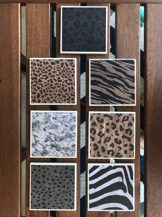 Set of 4 Animal Print Coasters - Etsy