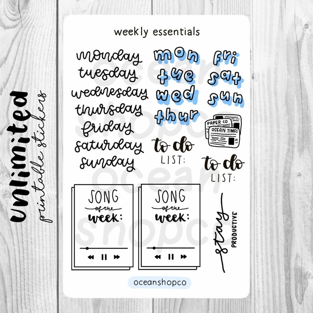 Printable Days of the Week Stickers | Functional to Do List Labels ...