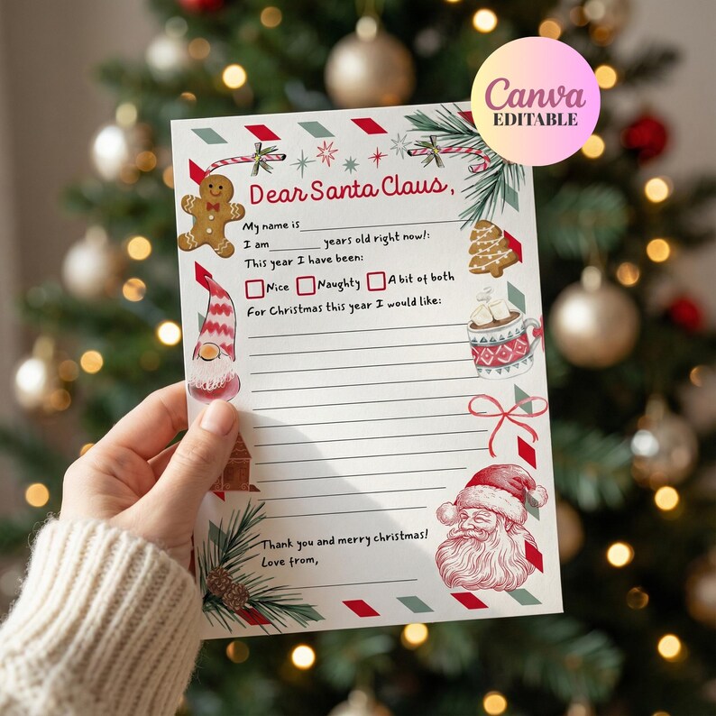 Letter to Santa Printable Wish List Letters, Official North Pole Mail ...