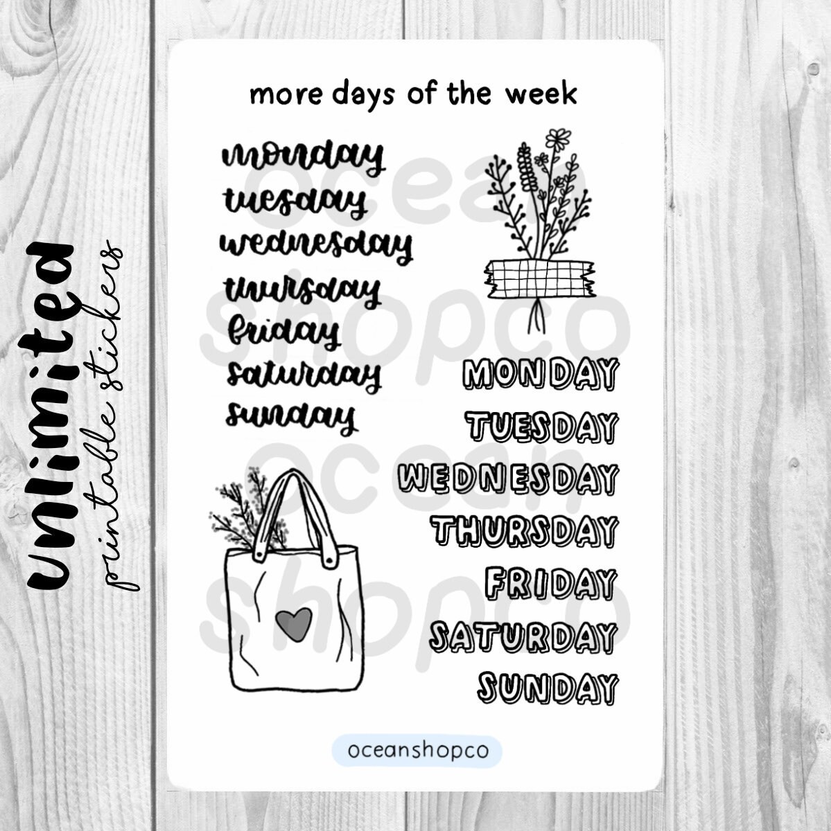 DAY STICKERS // Aesthetic More Days of the Week // Printable, Digital ...