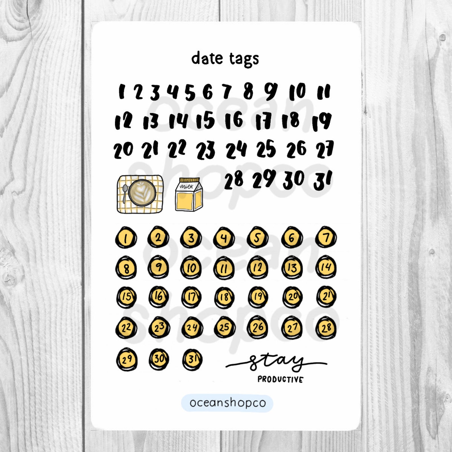 5 Yellow Combo Printable Sticker Sheets Package / Bullet - Etsy