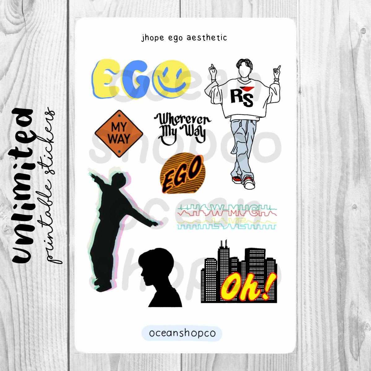 EGO STICKERS // J-hope Ego Aesthetic // Printable, Digital - Etsy