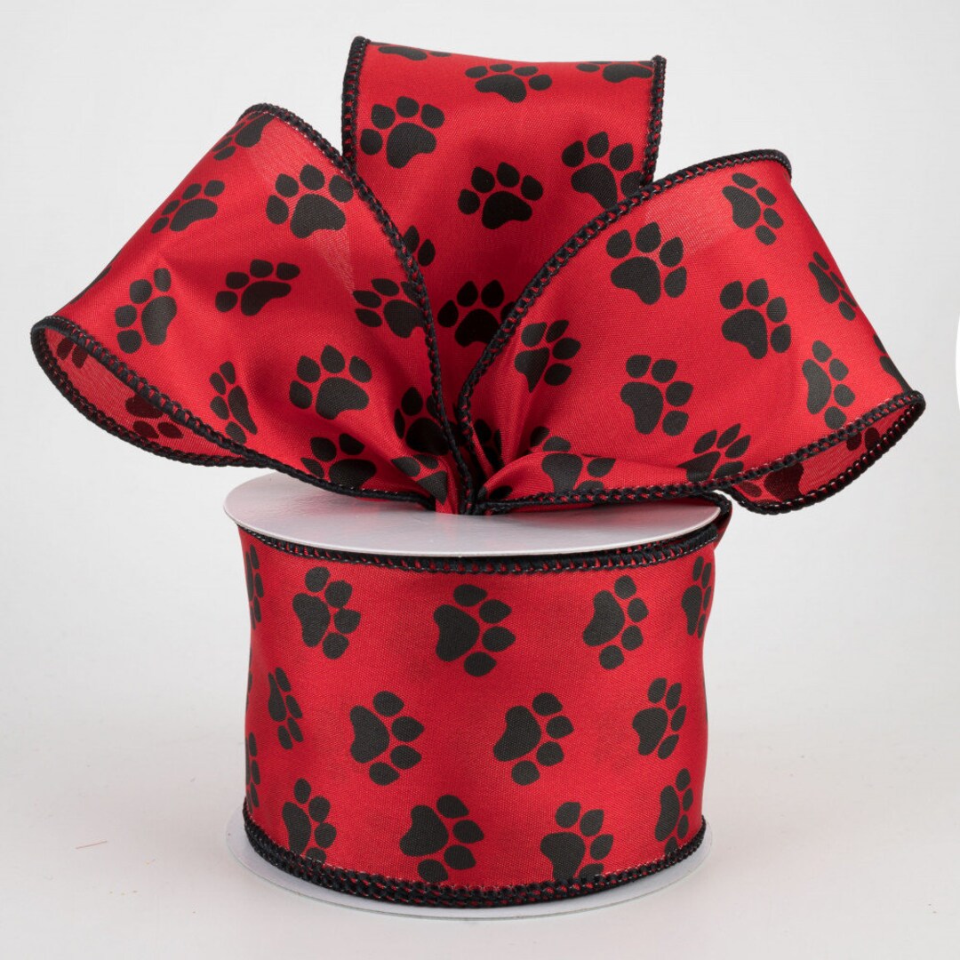Pet Paw Red and Black Wired Ribbon 2.5 X 10 Yards - Etsy