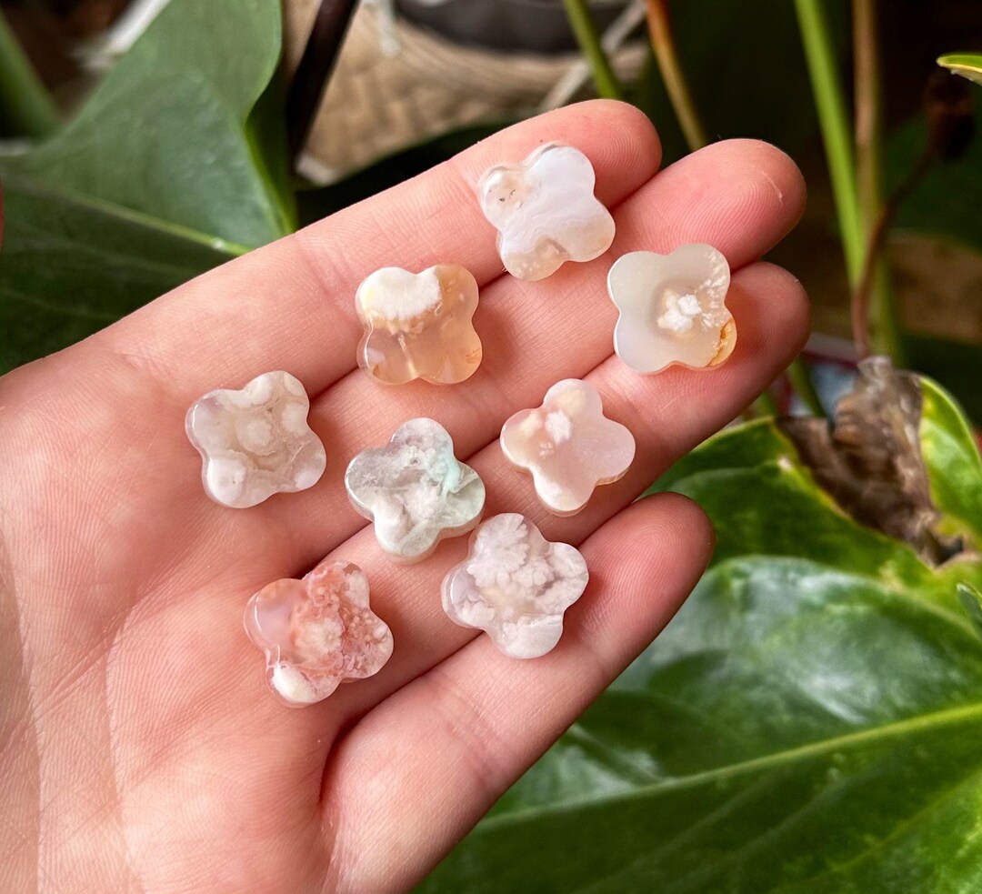 One Mini Flower Agate Clover, Flower Agate Clover Carving - Etsy