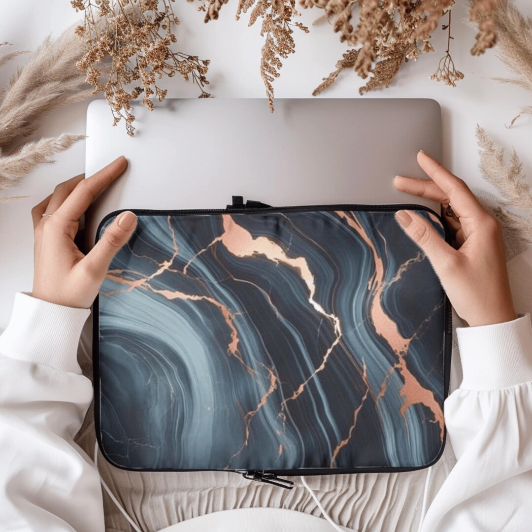 Navy and Copper Marble Laptop Sleeve Stylish & Protective Available in ...