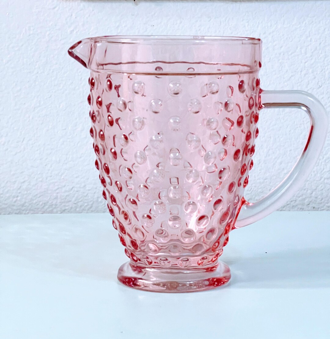 Vintage 7 1/2” T Pink Bubble Glass Pitcher - Etsy