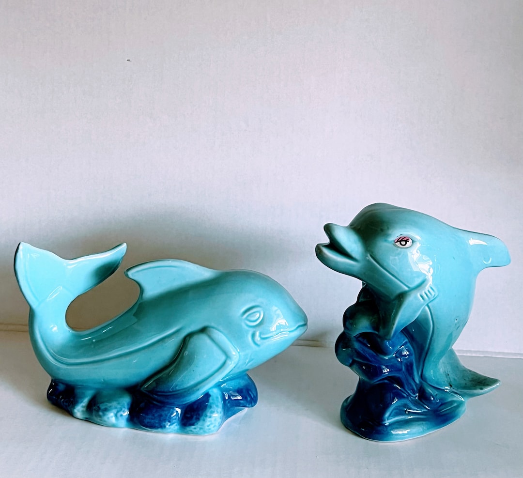 Vintage MCS Brazil Blue Ceramic Whale Figurine Handcrafted Collectible ...