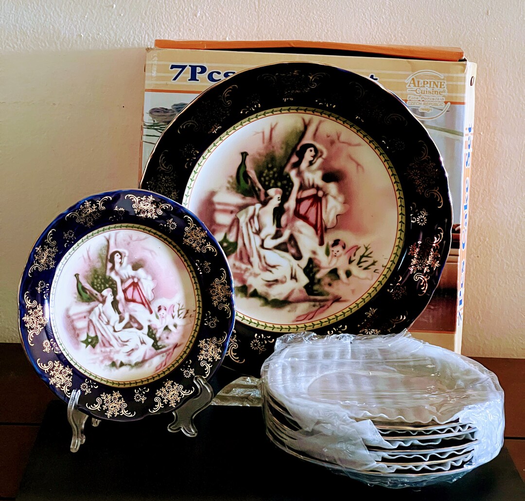 7 PC Vintage Alpine Cuisine 24K Gold , Fine Porcelain Czech Republic ...
