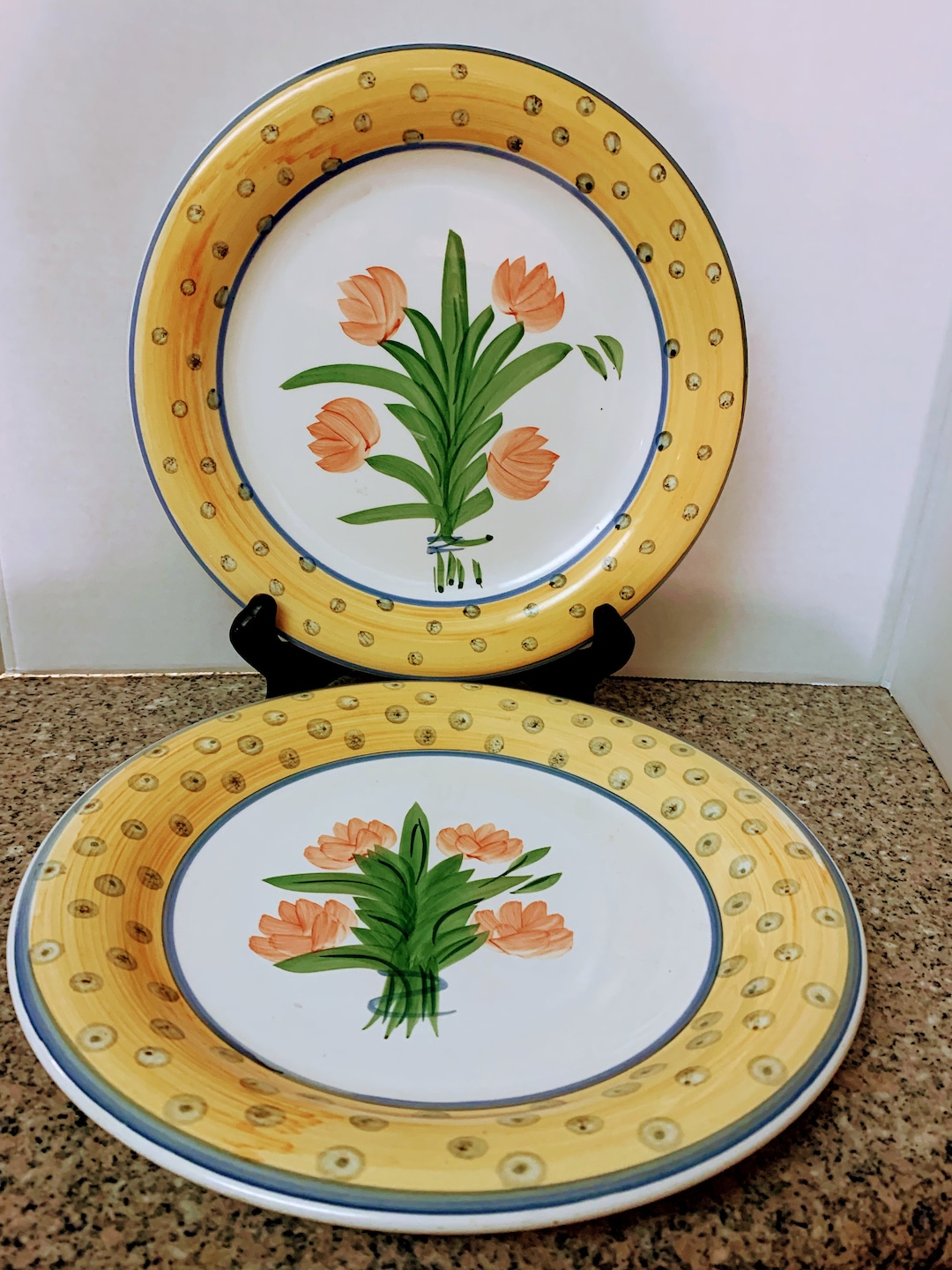 Vintage Gibson Houseware China Dinner Plates Set of Two , Yellow Blue ...