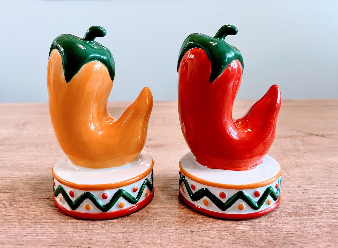 Clay Art Mexican Salt & Pepper Shakers Red and Orange Ceramic With ...