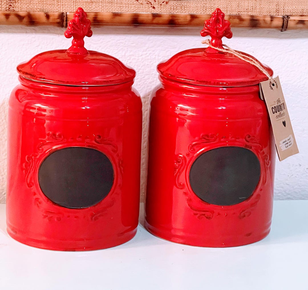 Set of Two Canisters Home Essentials , Ceramic Chalkboard Slate ...