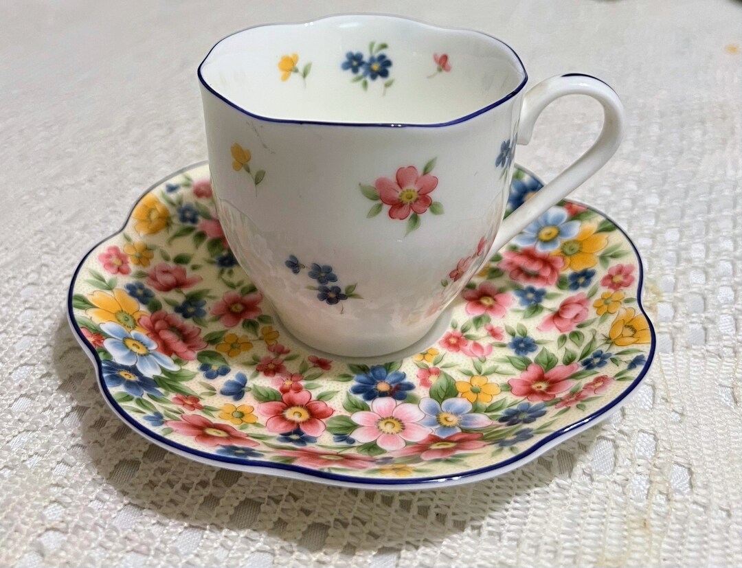 Momoyama Petite Bone China Cup and Saucer, 2 1/2” H X 2 5/8”diameter ...