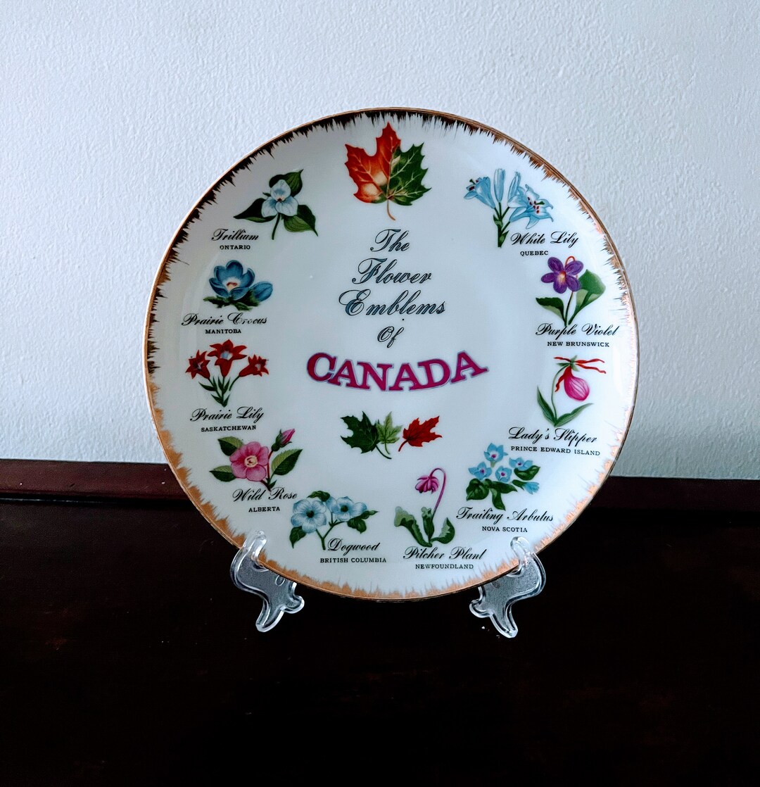 The Flowers Emblems of Canada Hand Painted With 18k Gold Trim G.C. Fine ...