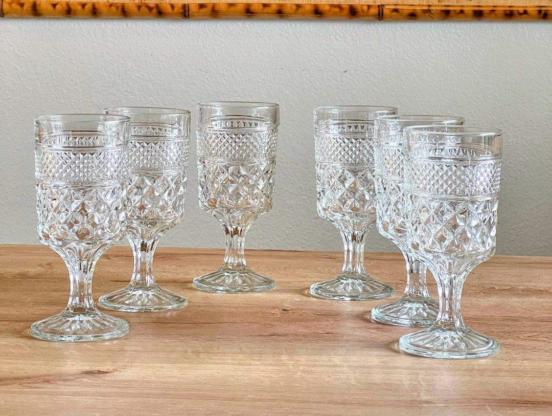 Vintage Anchor Hocking Wexford Red Wine Water Goblets 6 Wexford Diamond ...