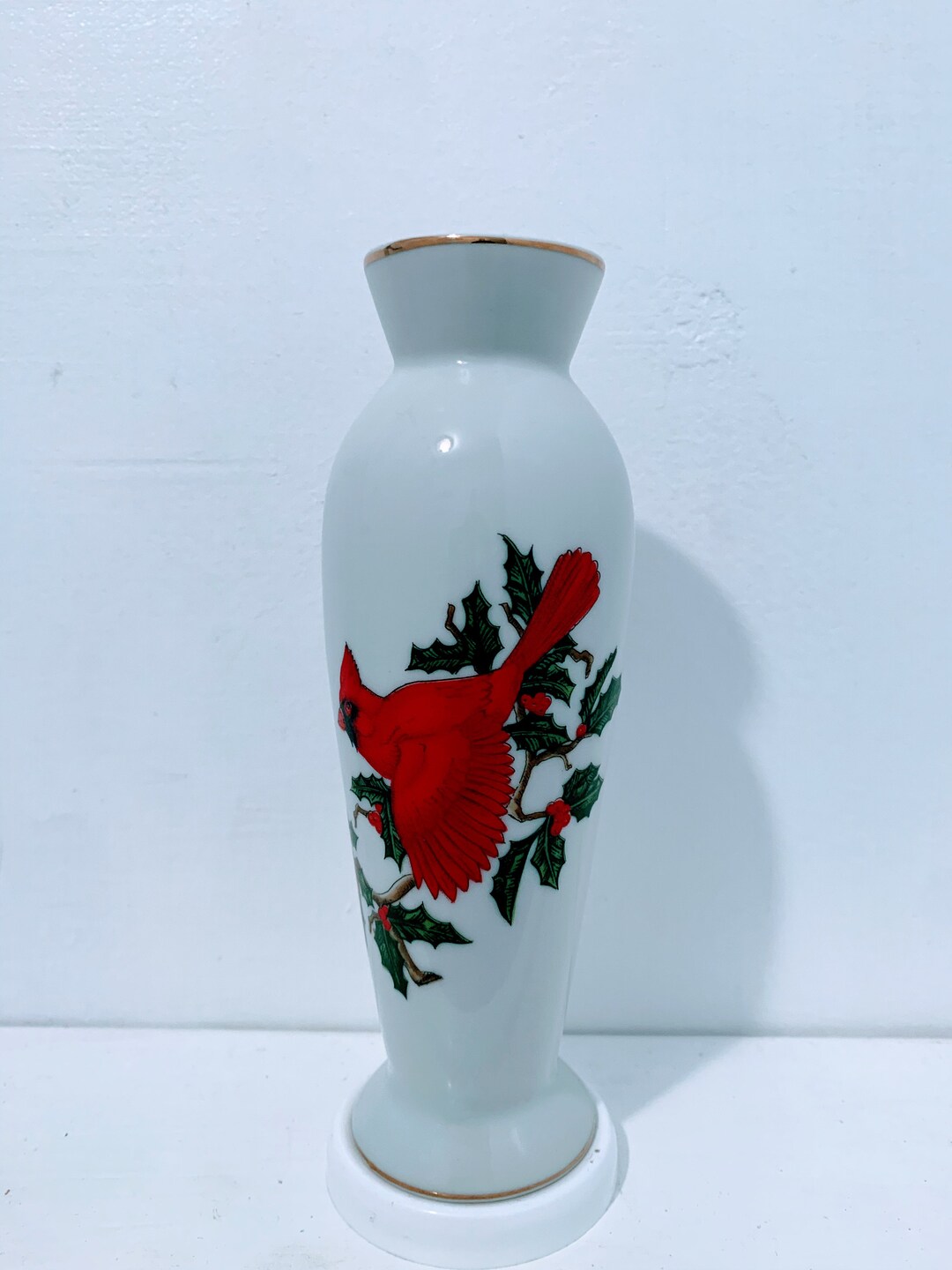 Vintage Lefton Cardinal Vase With Gold Trim Excellent Condition Lovely ...