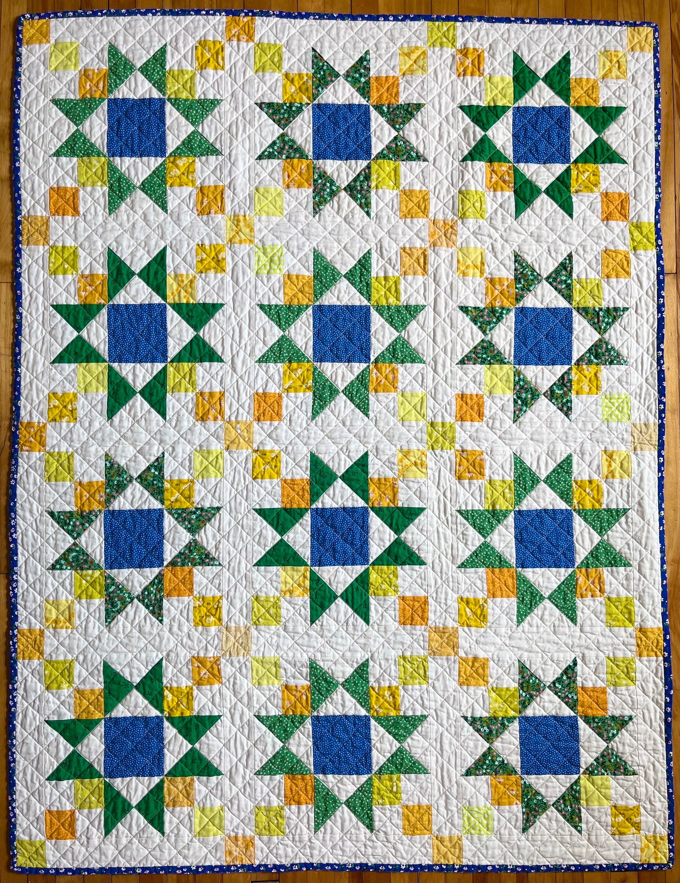 Bright Cheerful Springtime Starry Handmade Patchwork Quilt - Etsy