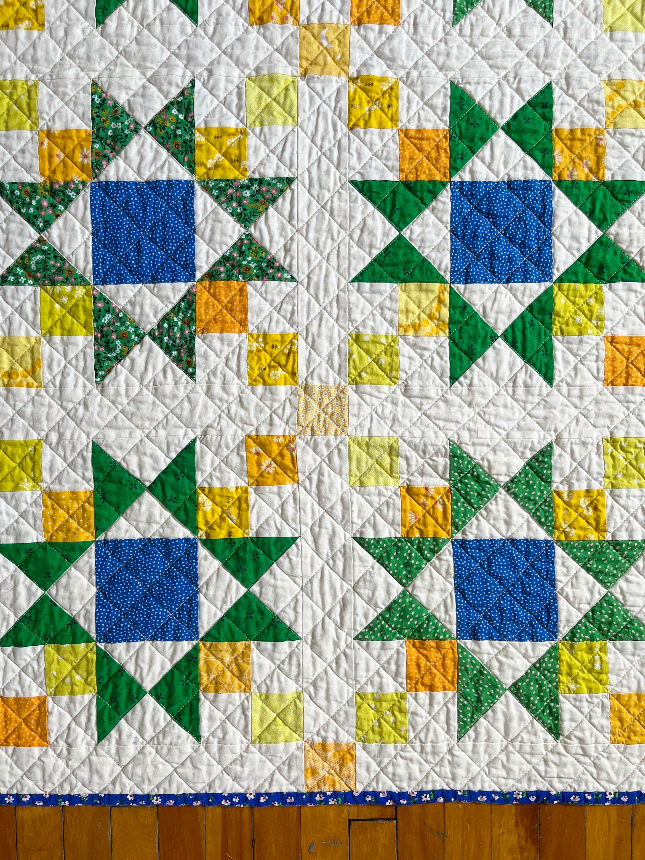 Bright Cheerful Springtime Starry Handmade Patchwork Quilt - Etsy