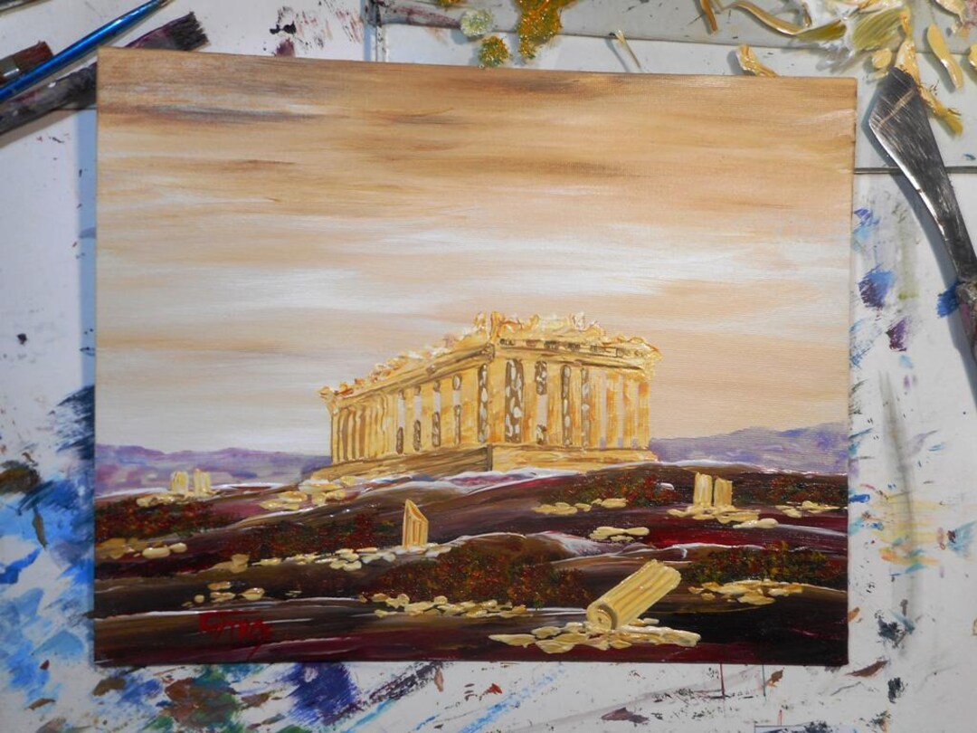 Parthenon - Acrylic Painting on Canvas - 100% Hand – Painted by Artist ...