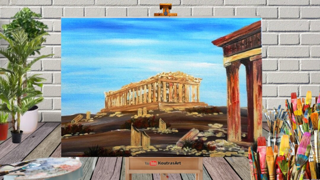 Parthenon, Acropolis 100% Hand Painted, Original Embossed Acrylic ...