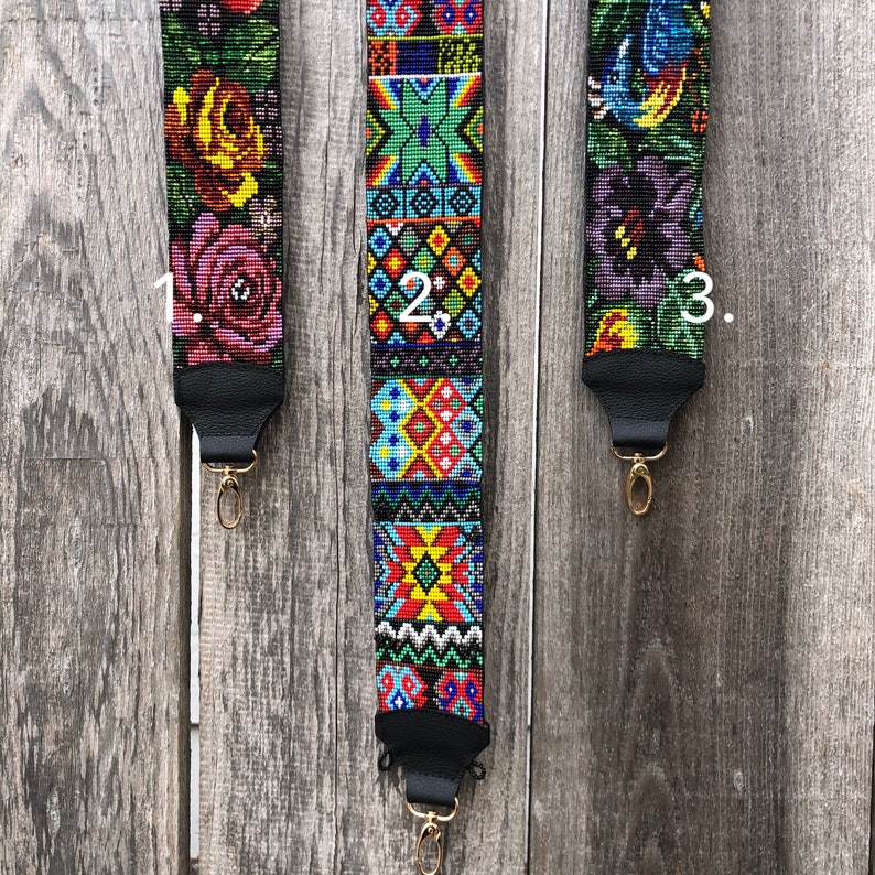 Leather Strap Colorful Beaded Bag Strap Colorful Bag Strap | Etsy