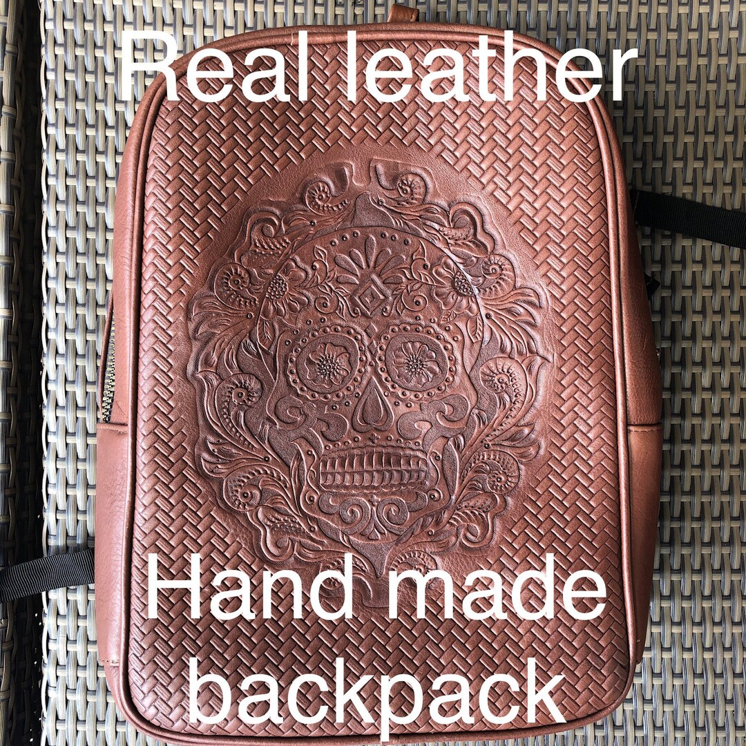 Leather Backpack, Genuine Leather Bag, Hand Tooled Leather Backpack ...
