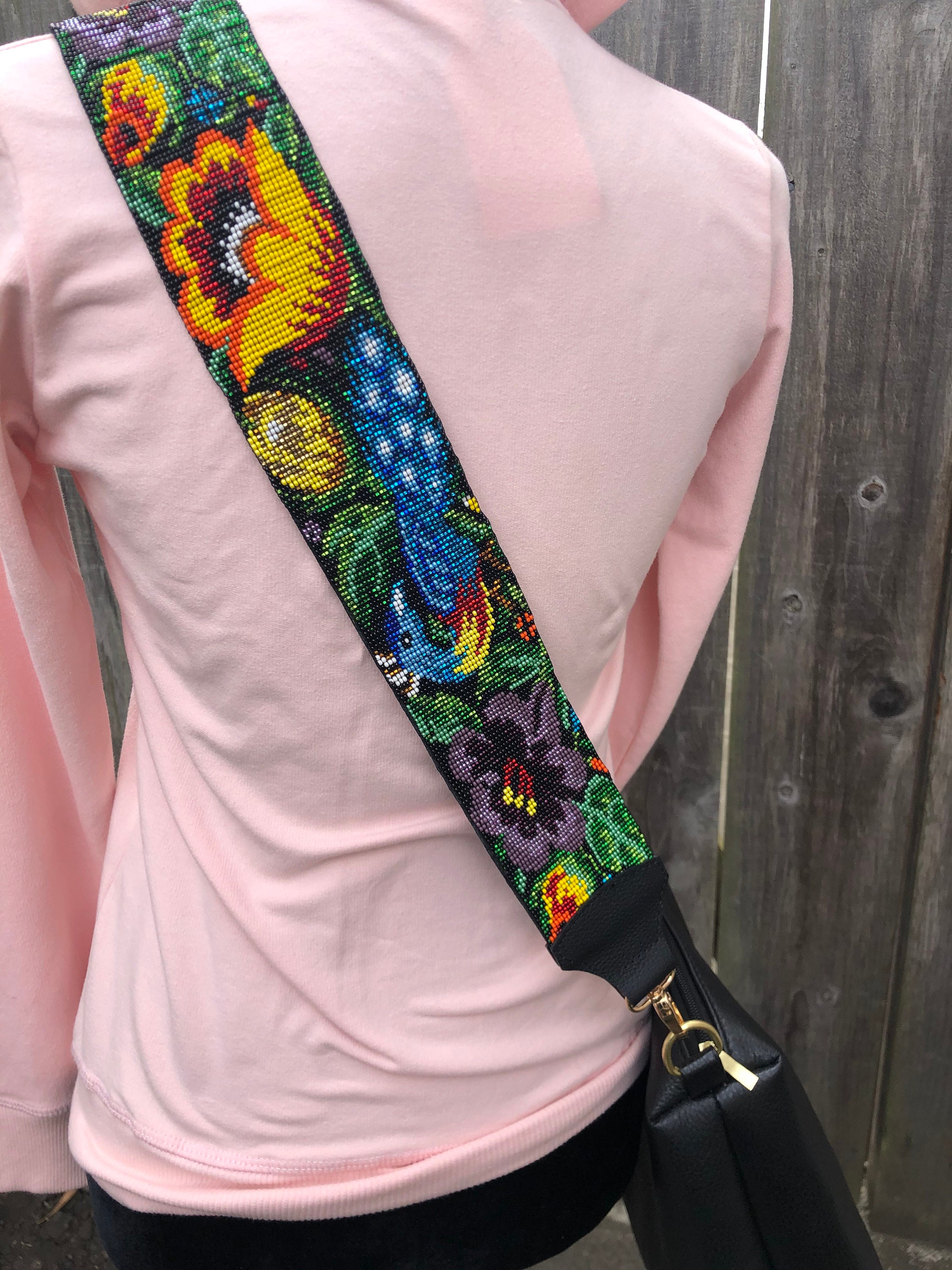 Leather Strap Colorful beaded bag strap colorful bag strap | Etsy