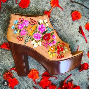 Hand Painted Wedges, Heels, Huaraches Heels, Women Heels, Leather Shoes ...