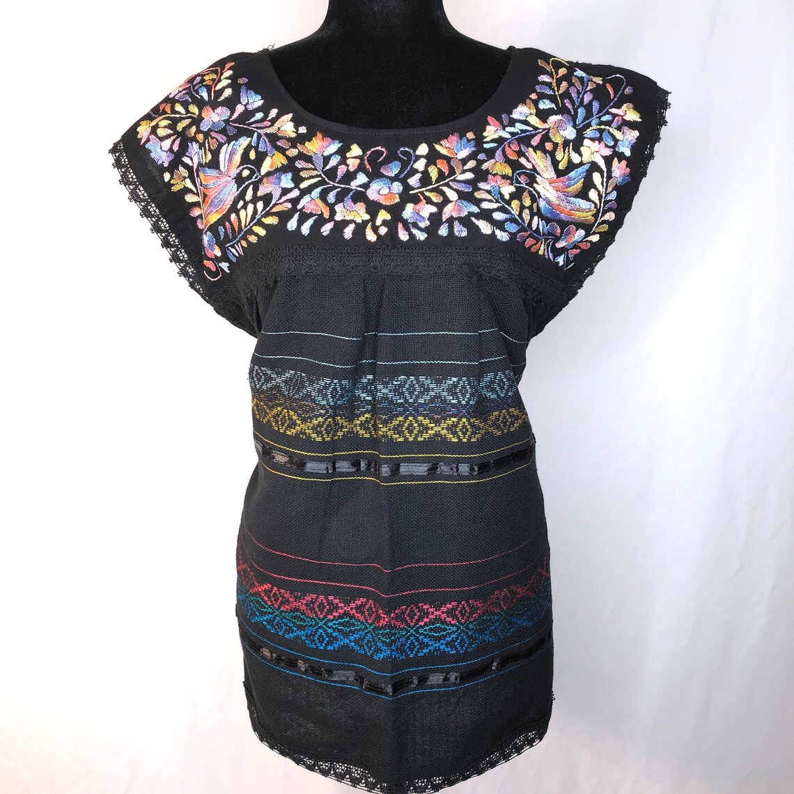 Traditional Mexican Embroidered Shirt, Embroidery Blouse, Vintage ...