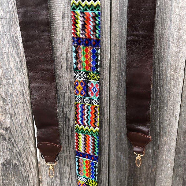 Leather Strap Colorful Beaded Bag Strap Colorful Bag Strap | Etsy