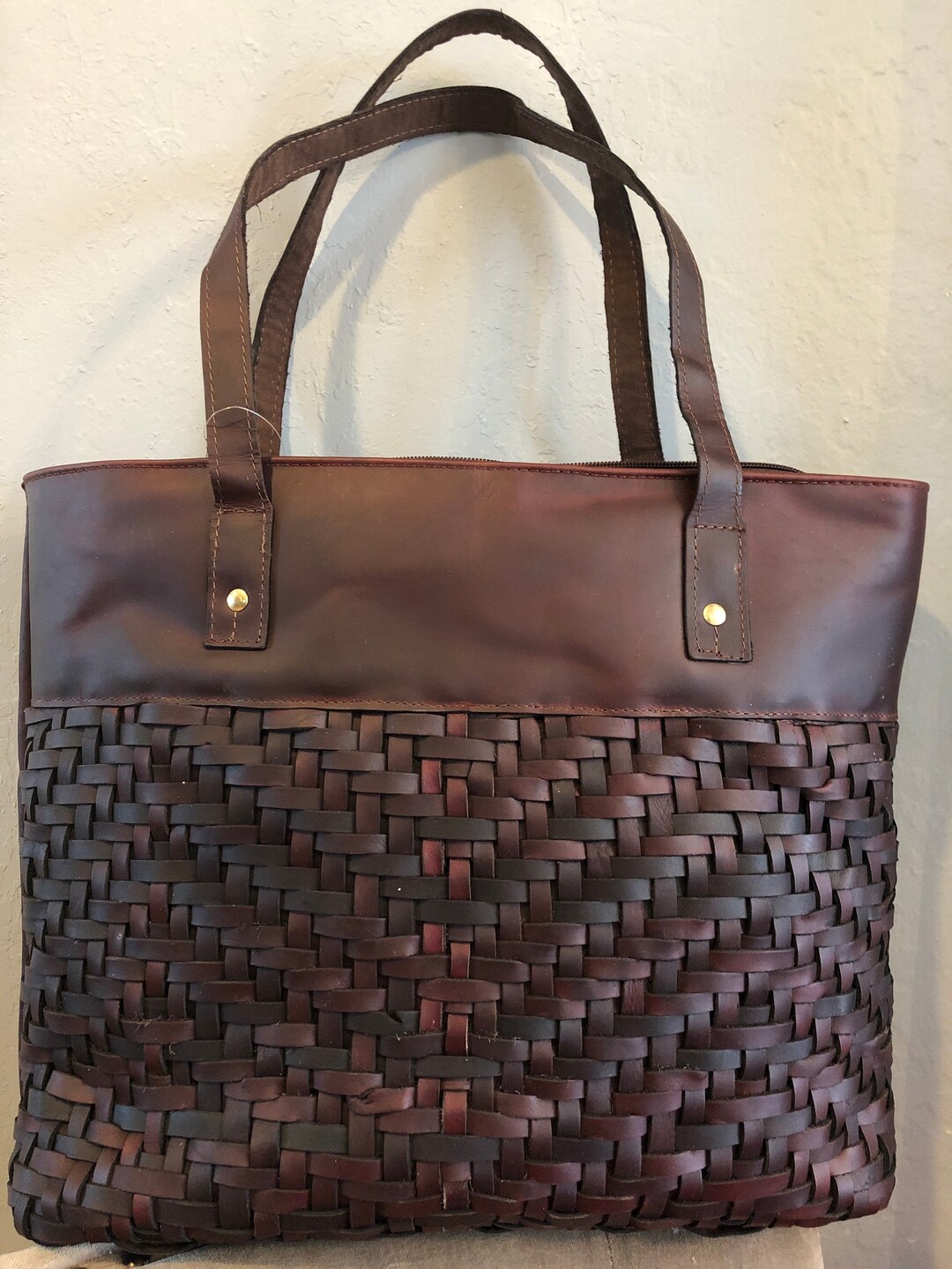 Handmade Woven Leather Shoulder Bag, Everyday Tote Purse - Etsy