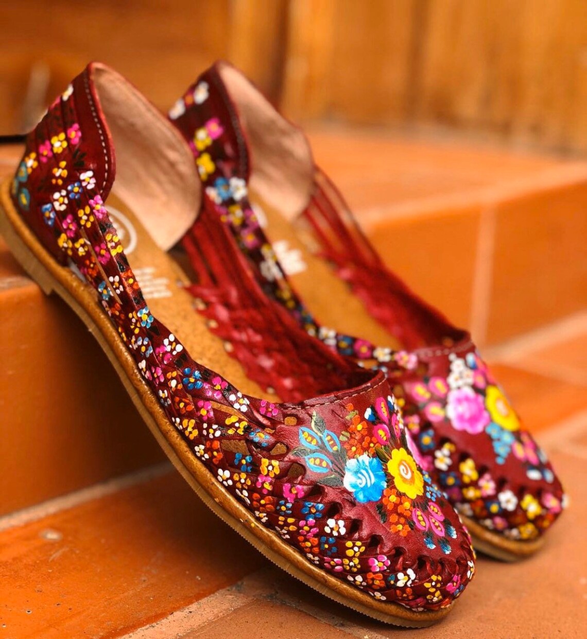 Hand Painted Huaraches Handmade Leather Huaraches Mexican - Etsy