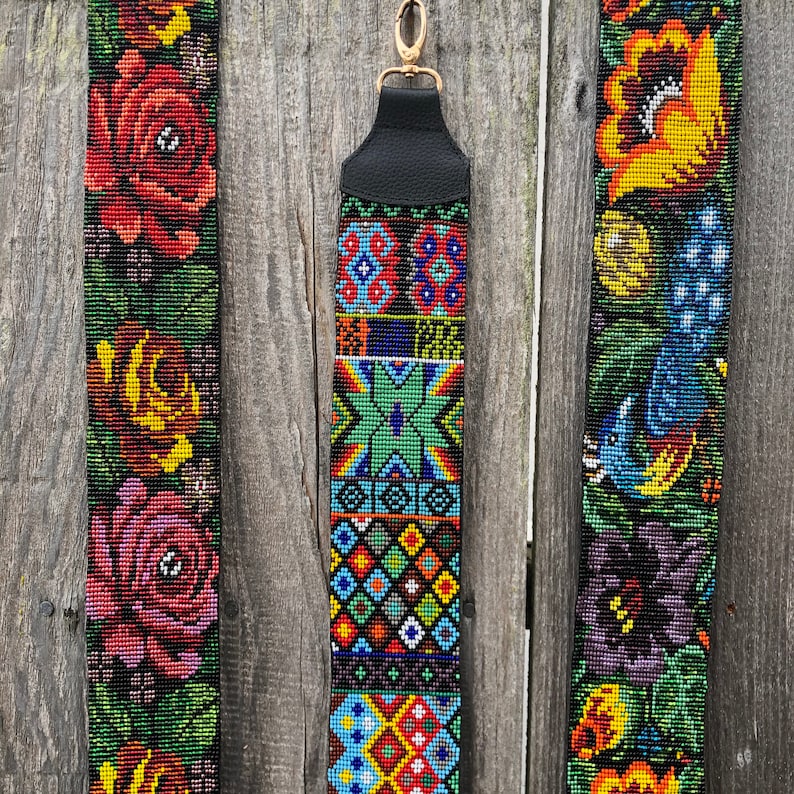 Leather Strap Colorful Beaded Bag Strap Colorful Bag Strap | Etsy