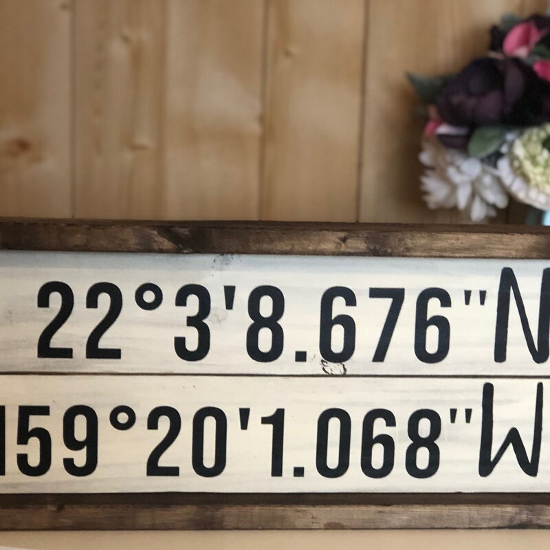 Coordinate Wood Sign - Etsy UK