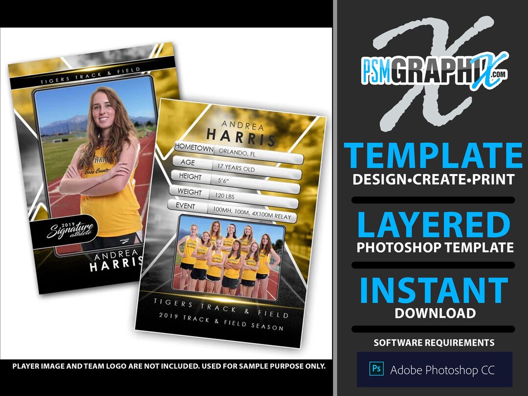 Signature Player - Track & Field - V2 - Drop-in Trading Card Template ...