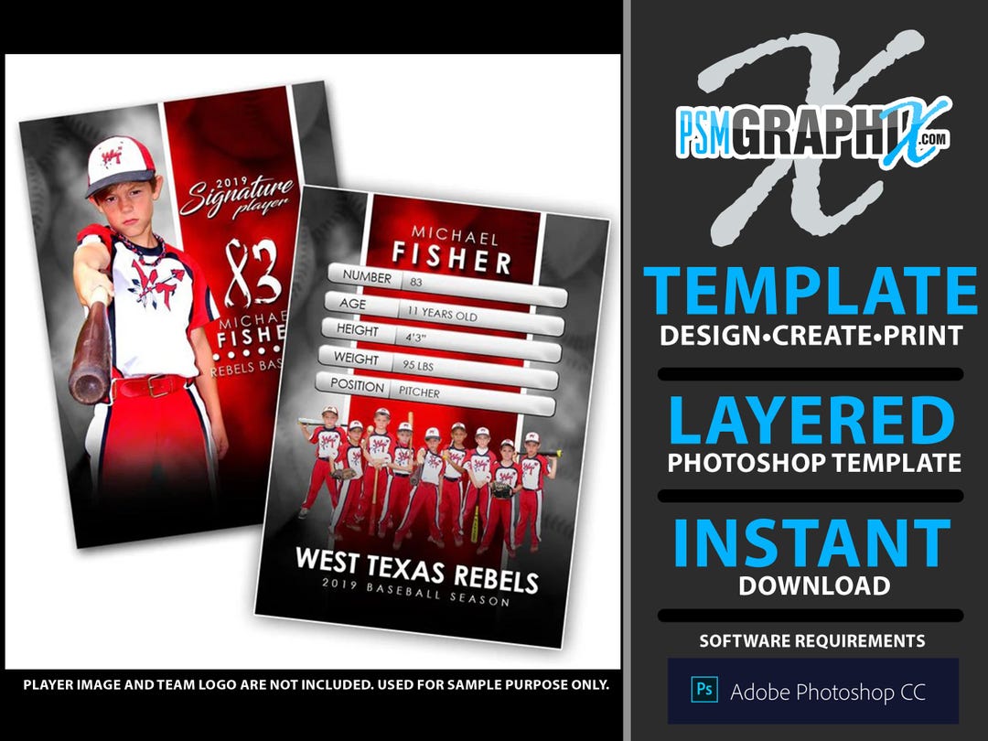 Signature Player - Baseball - V1 - Extraction Trading Card Template - Etsy