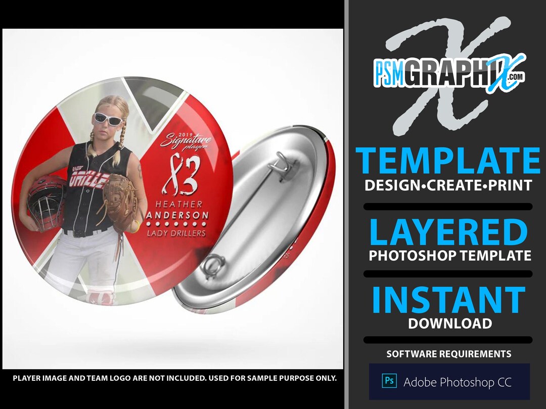 Signature Player - Softball - V2 - Extraction Button Template - Etsy