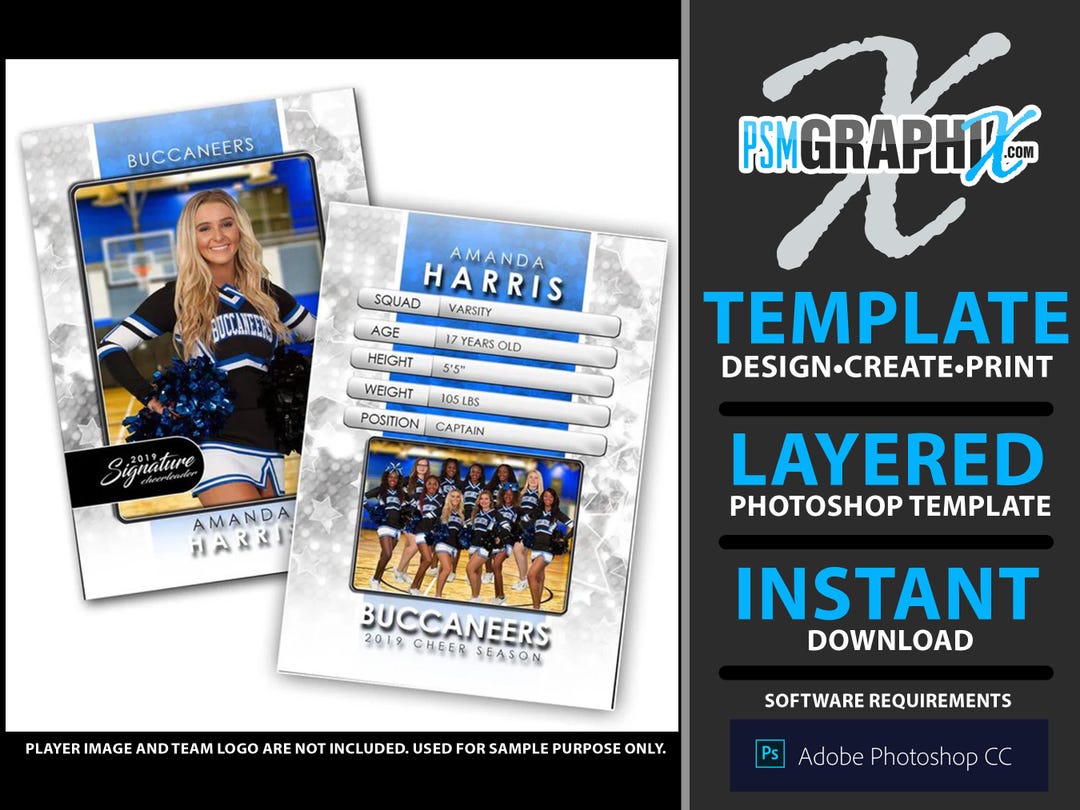 Signature Player - Cheer - V1 - Drop-in Trading Card Template - Etsy