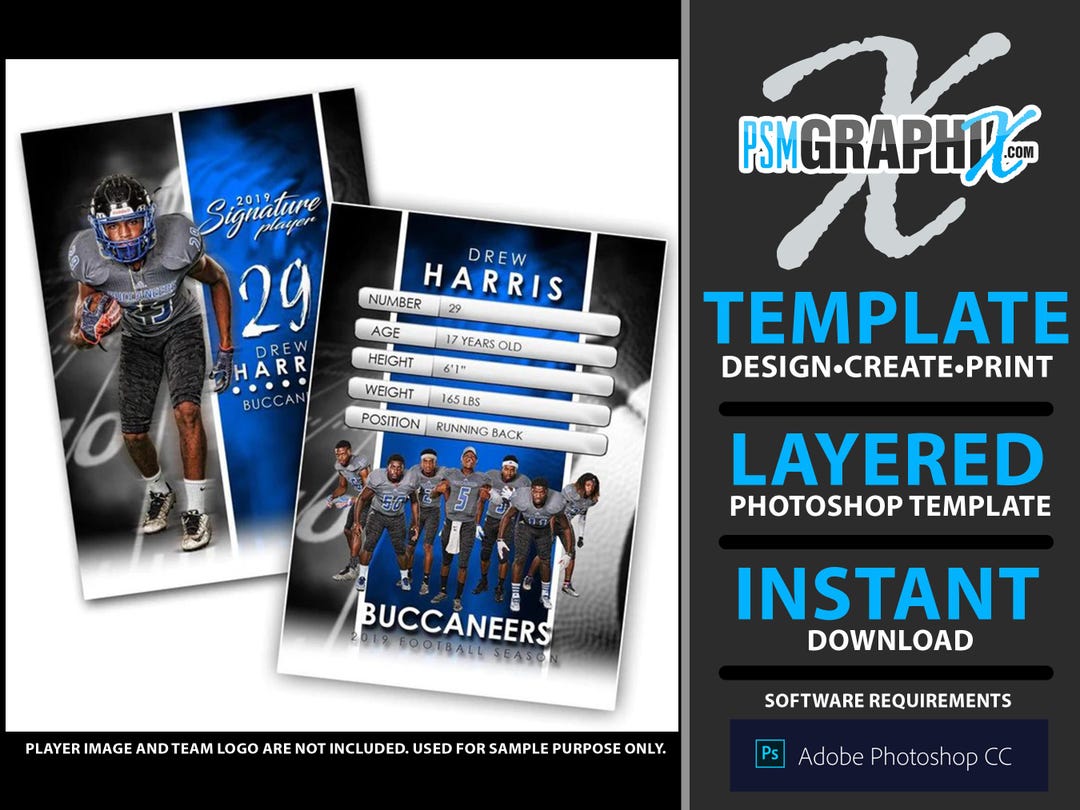Signature Player - Football - V1 - Extraction Trading Card Template - Etsy