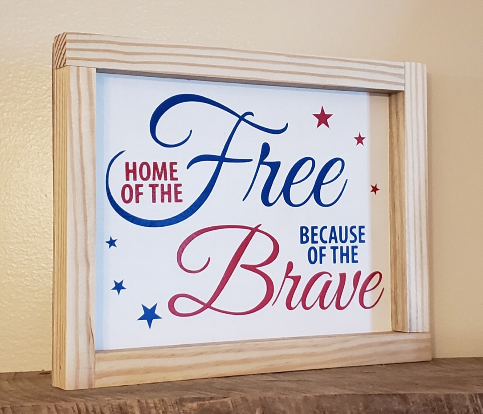 Patriotic Wooden Framed Sign USA Patriotic Decor Home of | Etsy