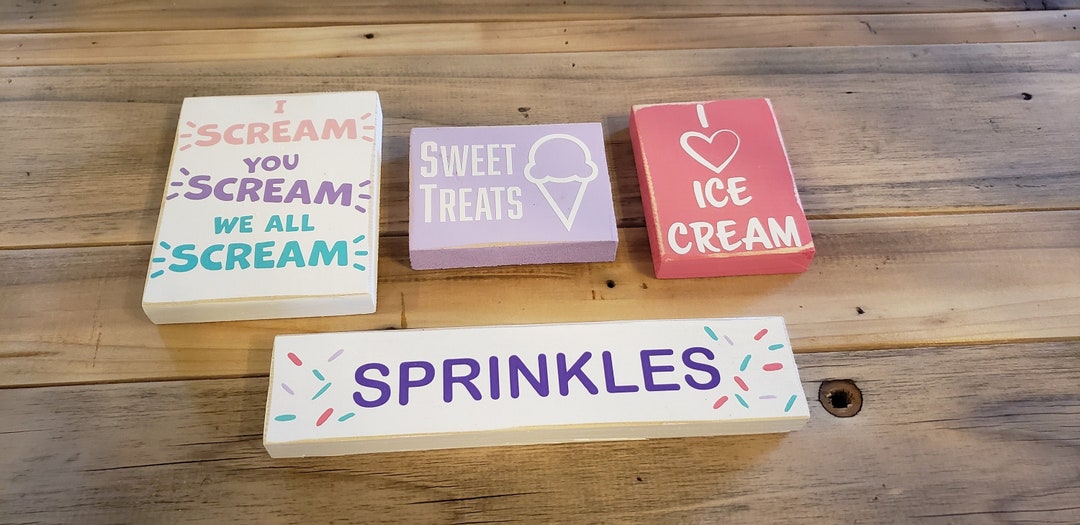Ice Cream Wooden Signs, Tiered Tray Signs, Sweet Treats - Etsy