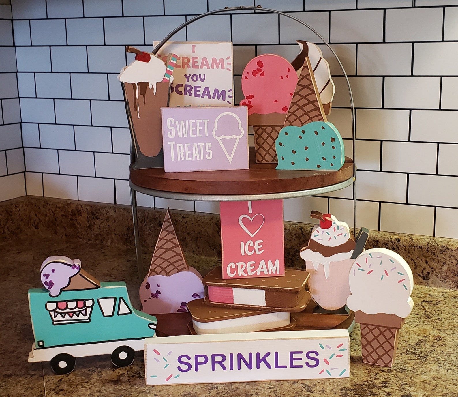 Ice Cream Wooden Signs, Tiered Tray Signs, Sweet Treats - Etsy
