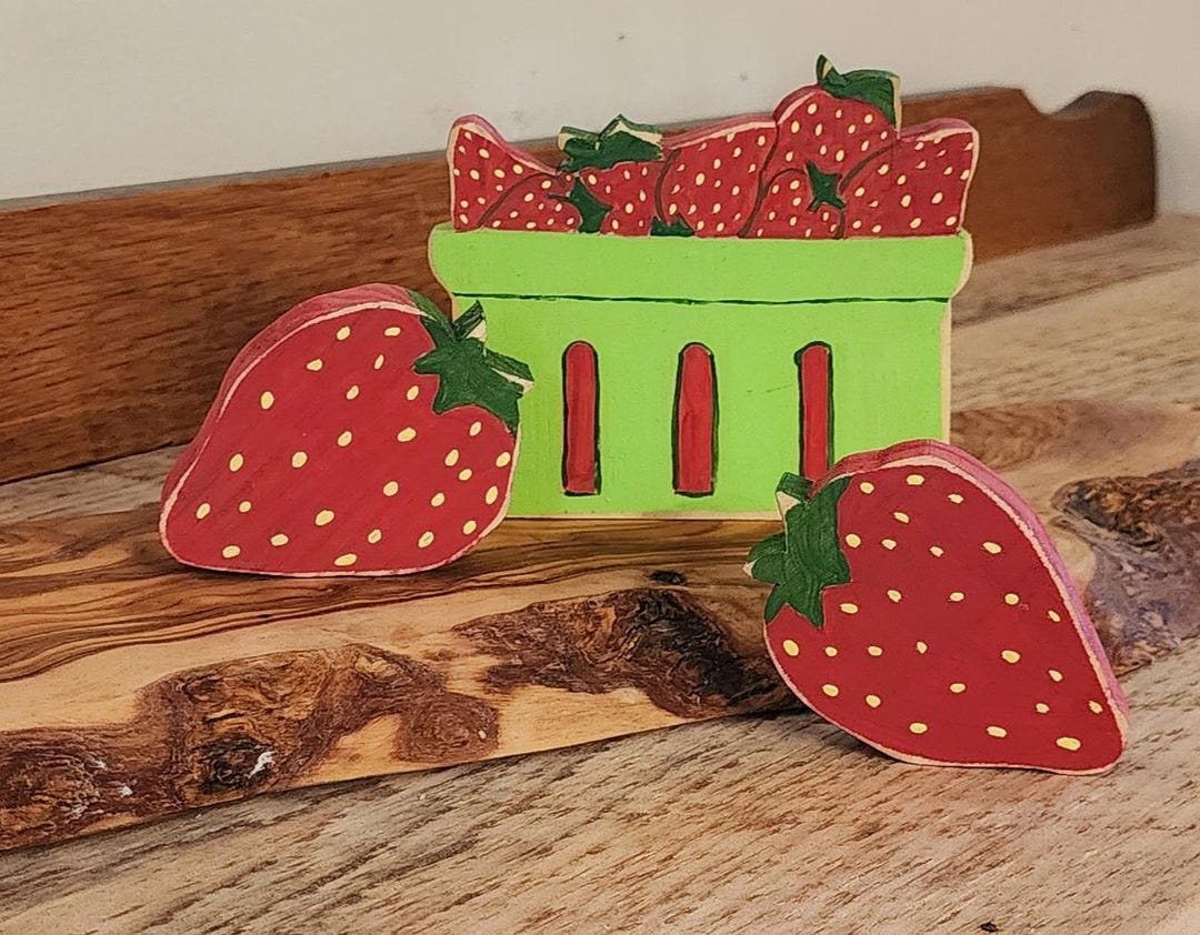 Wooden Strawberry Tiered Tray Decor - Etsy