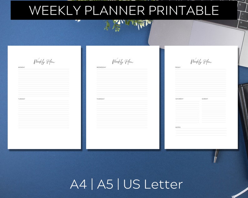 Weekly Planner Printable A4 A5 US Letter PDF - Etsy