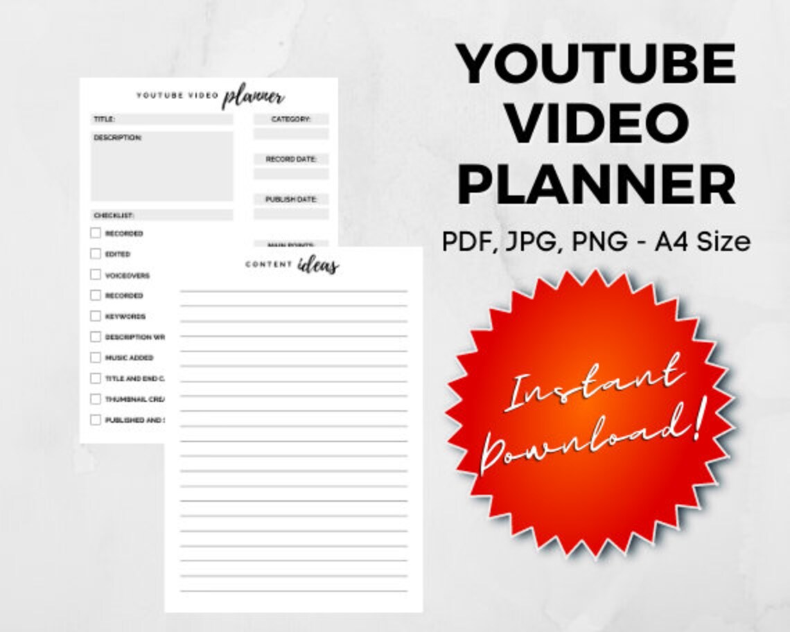 YouTube Video Script Worksheet Video Template YouTube Video | Etsy