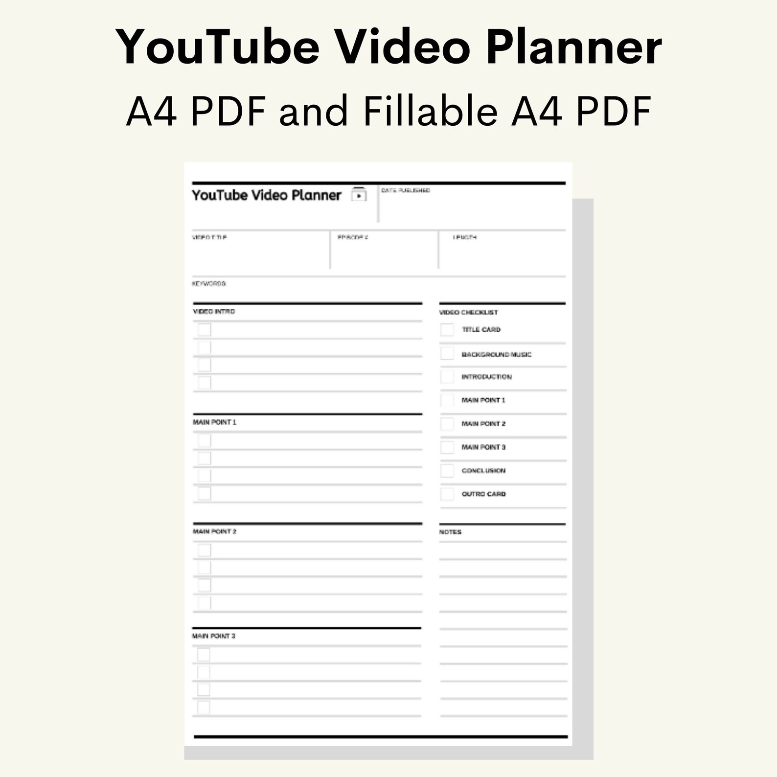 YouTube Video Script Worksheet Video Template YouTube Video | Etsy