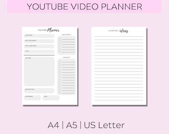 Youtube Video Script Worksheet, Video Template, Youtube Video Planner ...