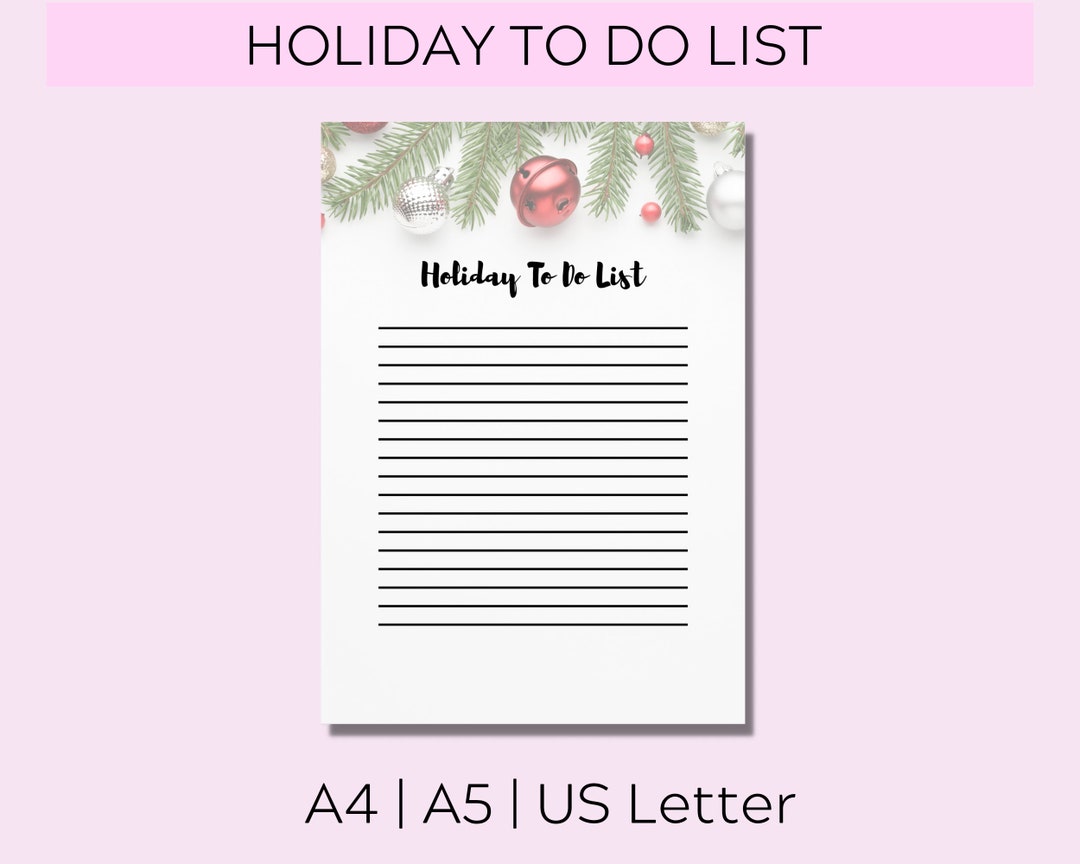 Holiday to Do List Printable A4 A5 Letter - Etsy