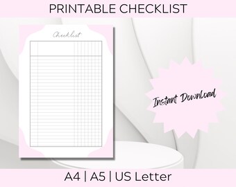Checklist Template With Category Tag and Check Box Fillable Editable ...