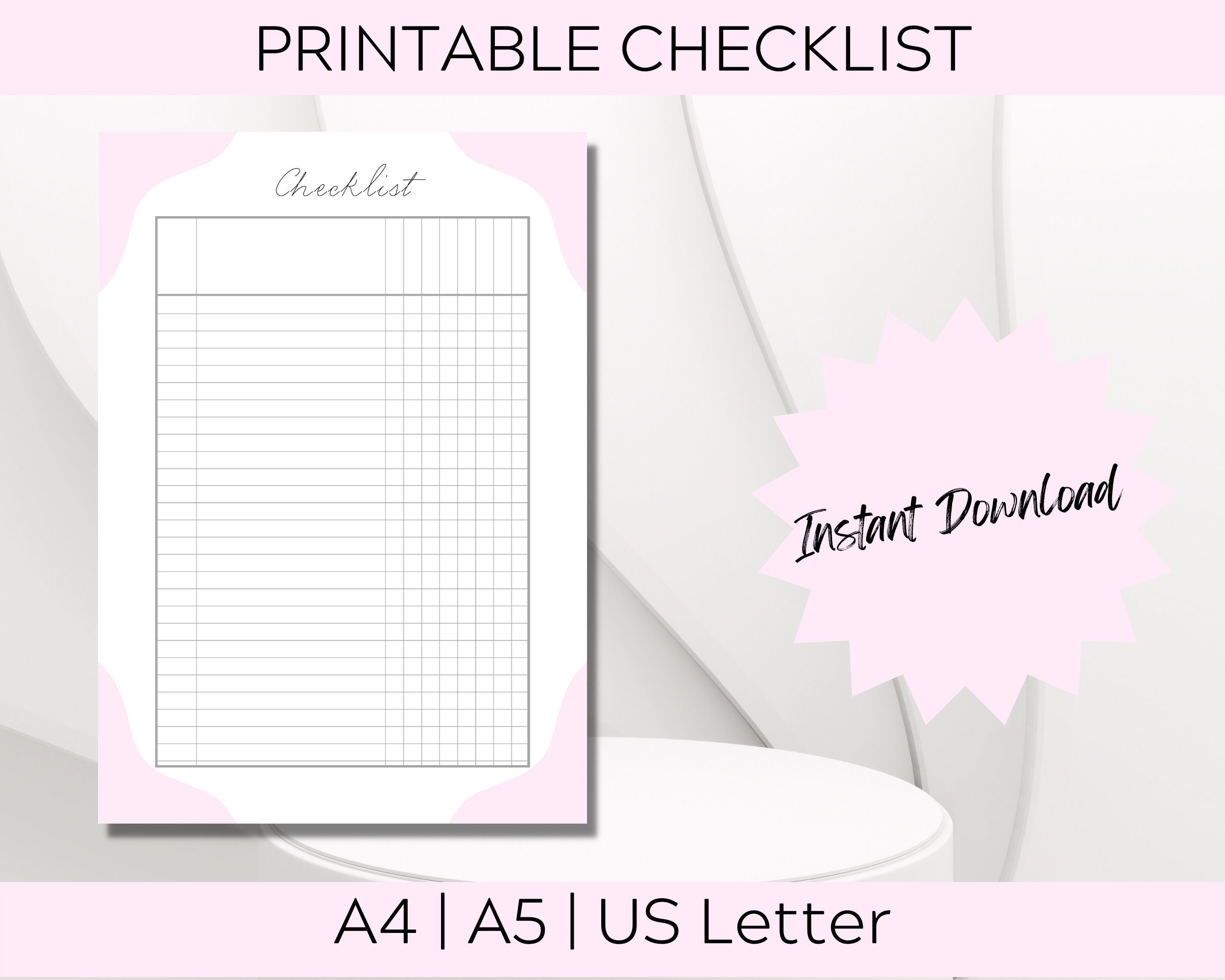 Printable Checklist Template A4 A5 US Letter PDF - Etsy