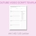 Youtube Video Script Worksheet, Video Template, Youtube Video Planner ...